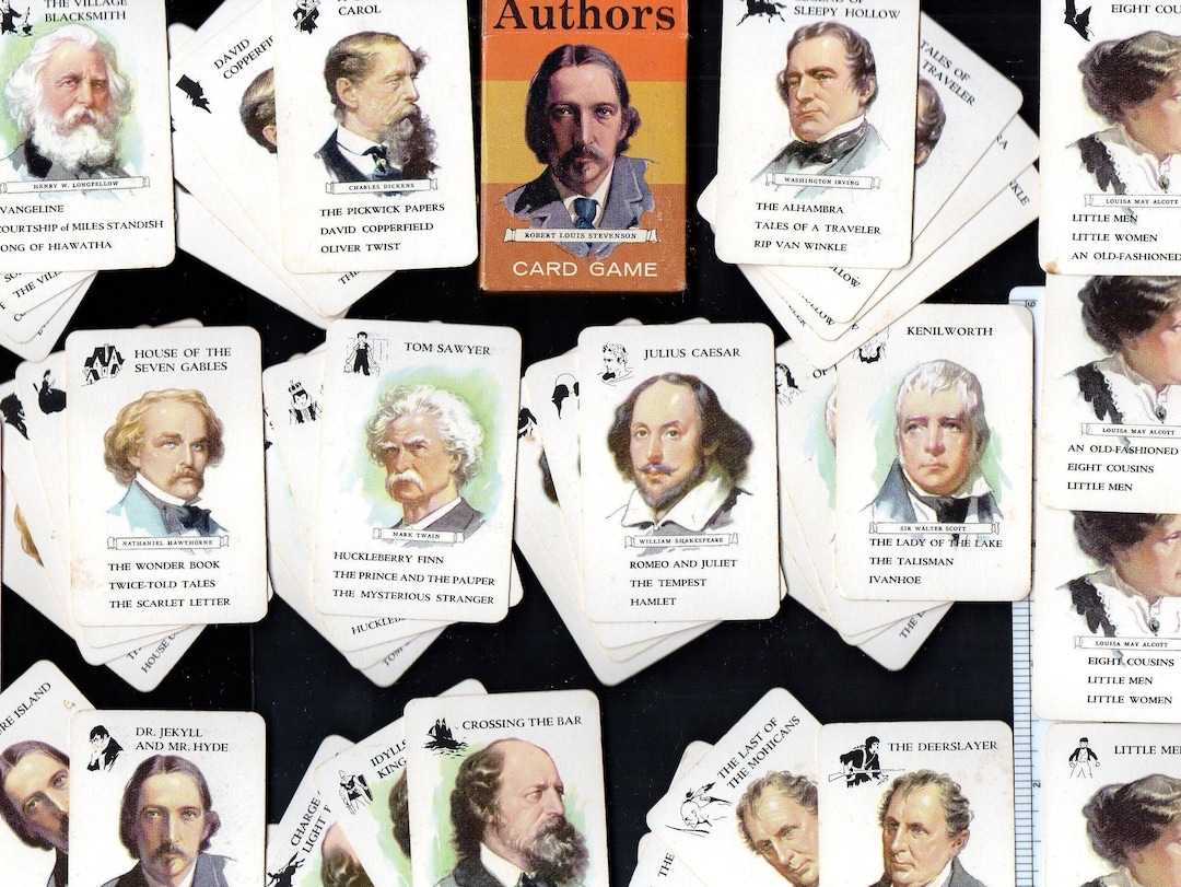 Vintage MINI AUTHORS Card Game COMPLETE Longfellow,dickens,alcott ...