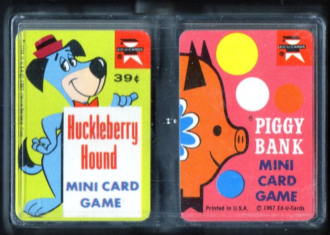 Vintage MINI Card Games Lot/2 HUCKLEBERRY HOUND & Piggy Bank T.V ...