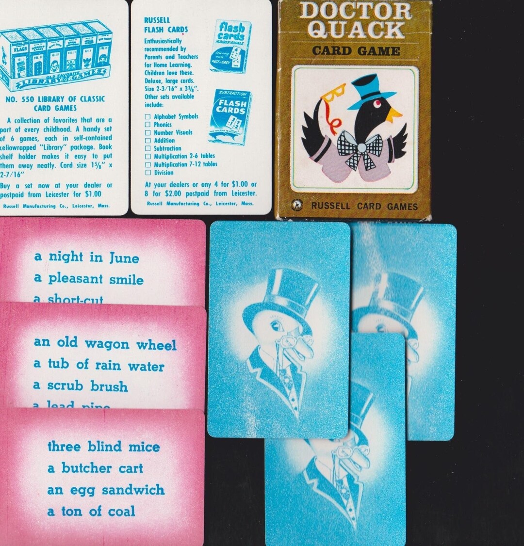 Vintage DOCTOR QUACK Card Game Complete W/ Fill in the Blanks Story ...