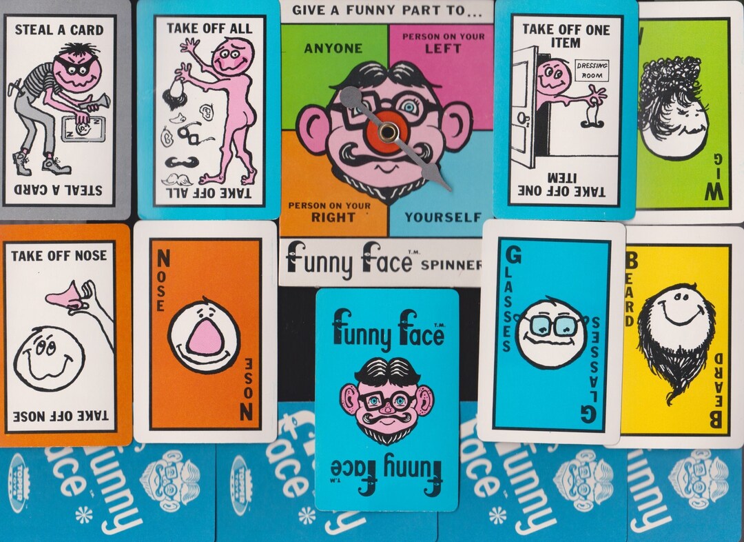 Vintage FUNNY FACE Game SPINNER & 53 Cards W Body Parts,facial Features ...