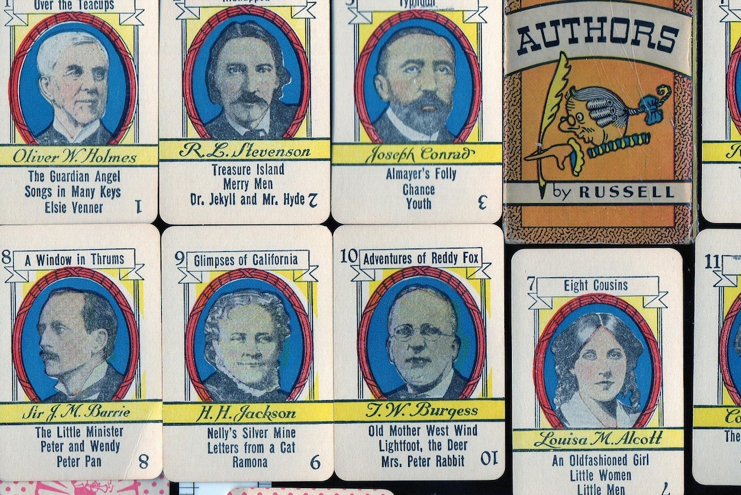 Vintage MINI AUTHORS Card GAME Book,literature Kipling,barrie,booth ...