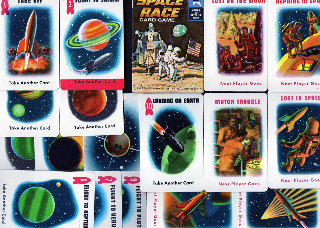 Vintage SPACE RACE Card GAME Complete Flight to Planets,moon,rockets ...