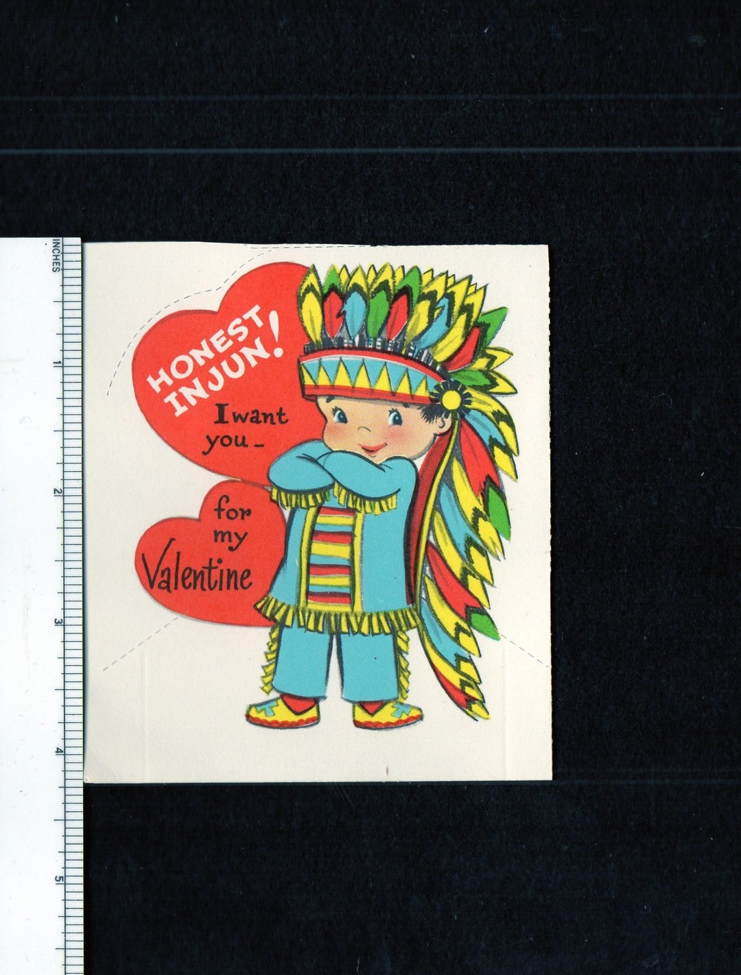 Original Vintage Card Native American INDIAN CHIEF Boy Honest INJUN I ...