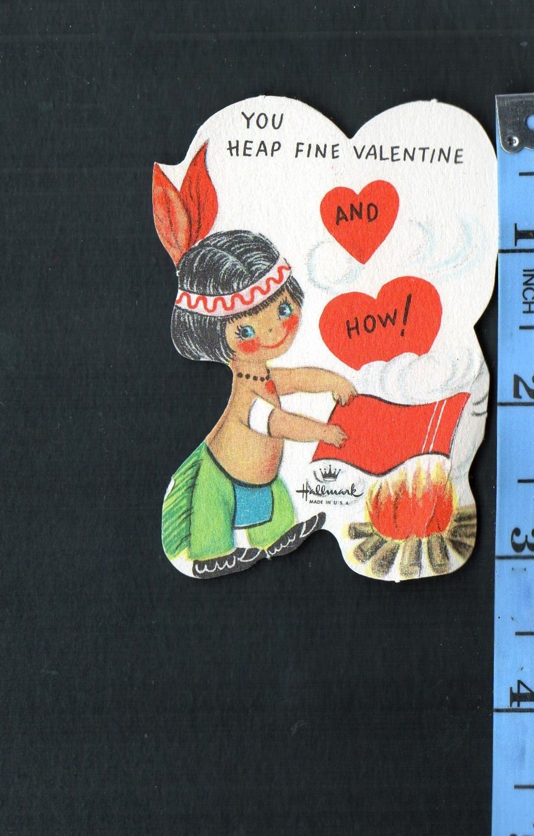 Vintage Original Card Native American INDIAN Boy Makes Heart Shaped ...