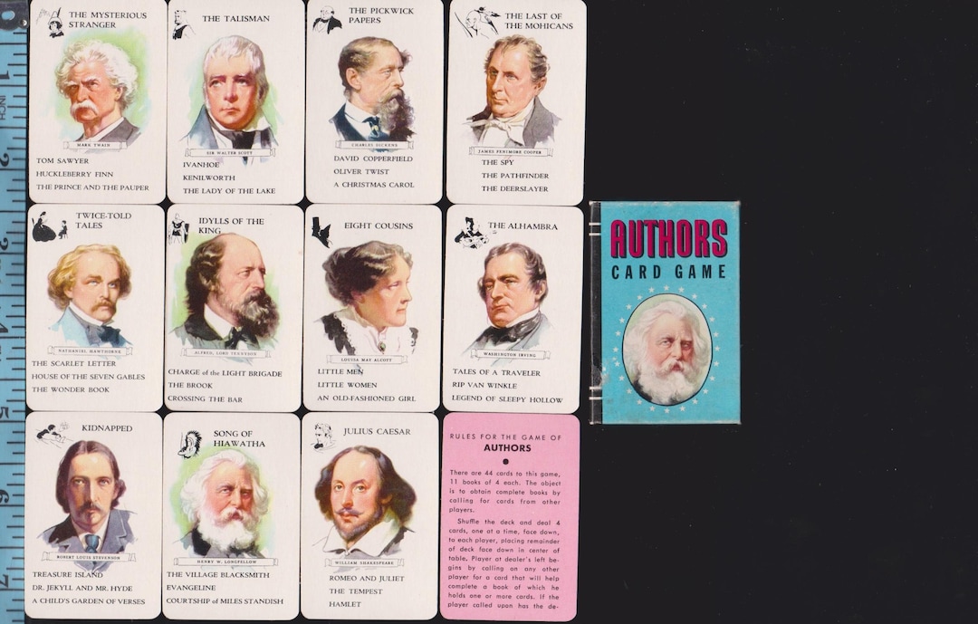 Vintage MINI AUTHORS Card Game Like NEW Longfellow,dickens,alcott ...