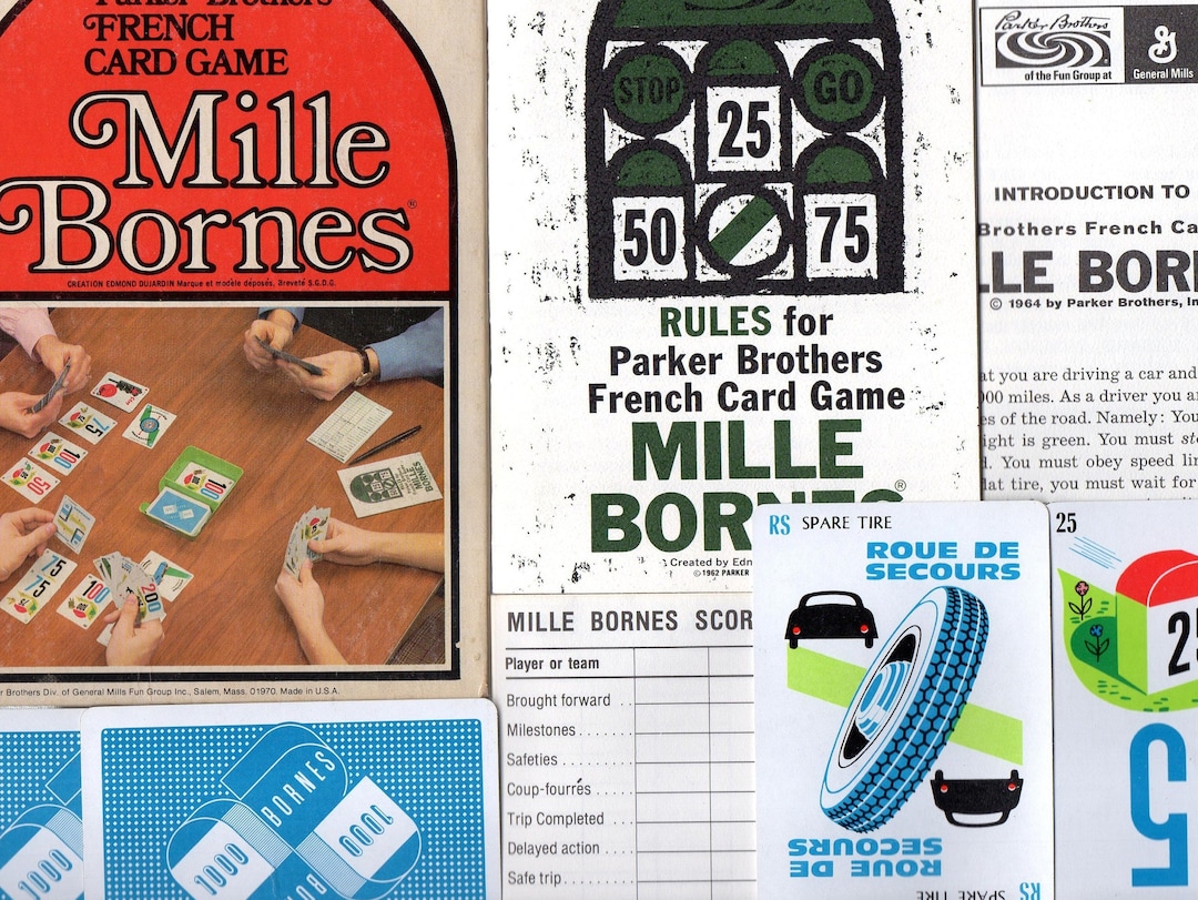 Vintage MILLE BORNES CARD Game Complete With Rules Book,unused Score ...