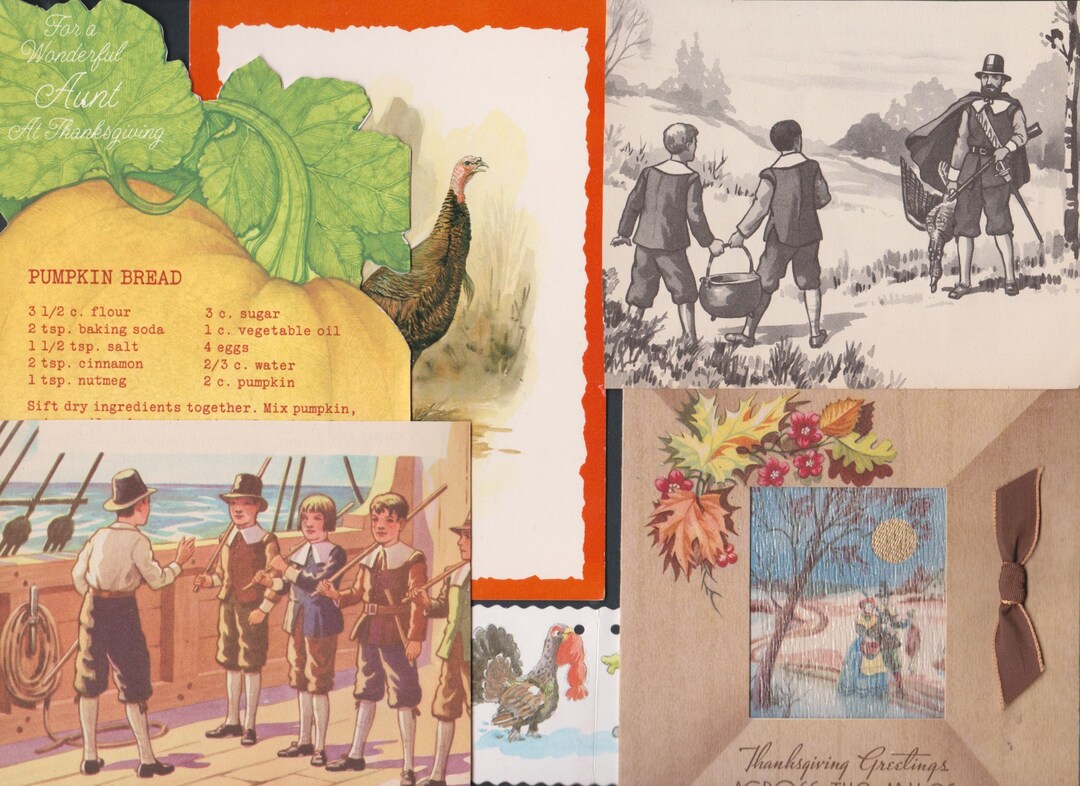 Vintage Ephemera Lot/16 THANKSGIVING Greeting Cards,book Illustrations ...