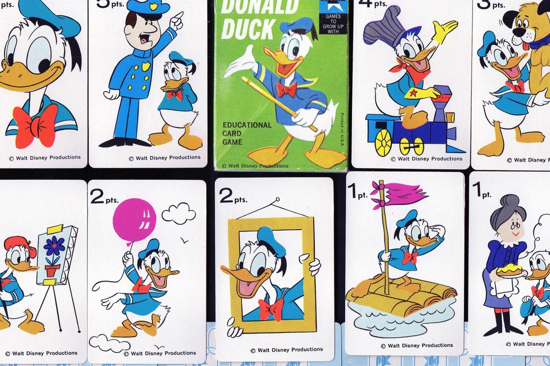 Vintage Disney's DONALD DUCK Card Game COMPLETE Artist Paints,with Cop ...