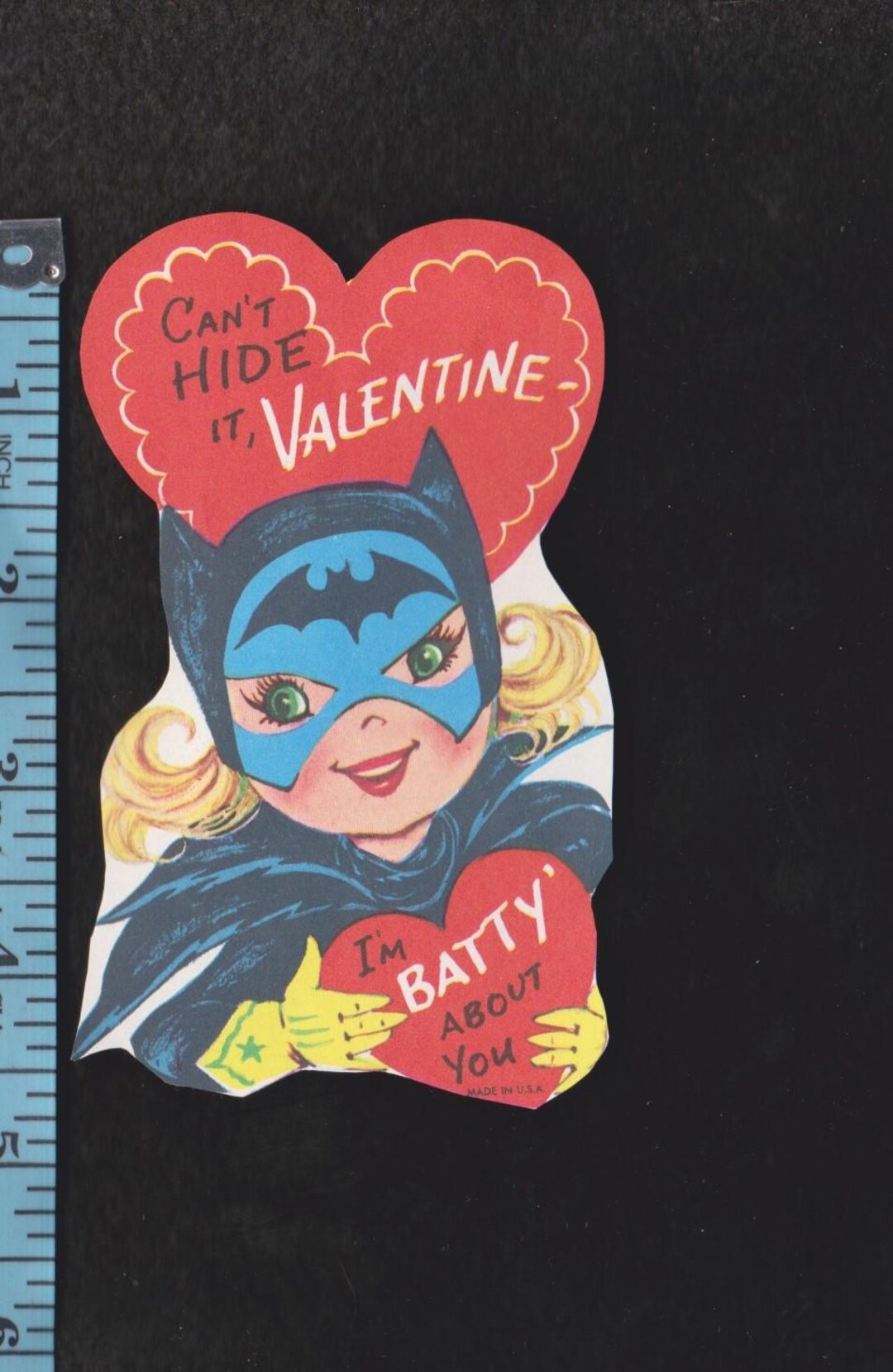 Vintage Original Card BAT GIRL Can't Hide It Valentine I'm BATTY About ...