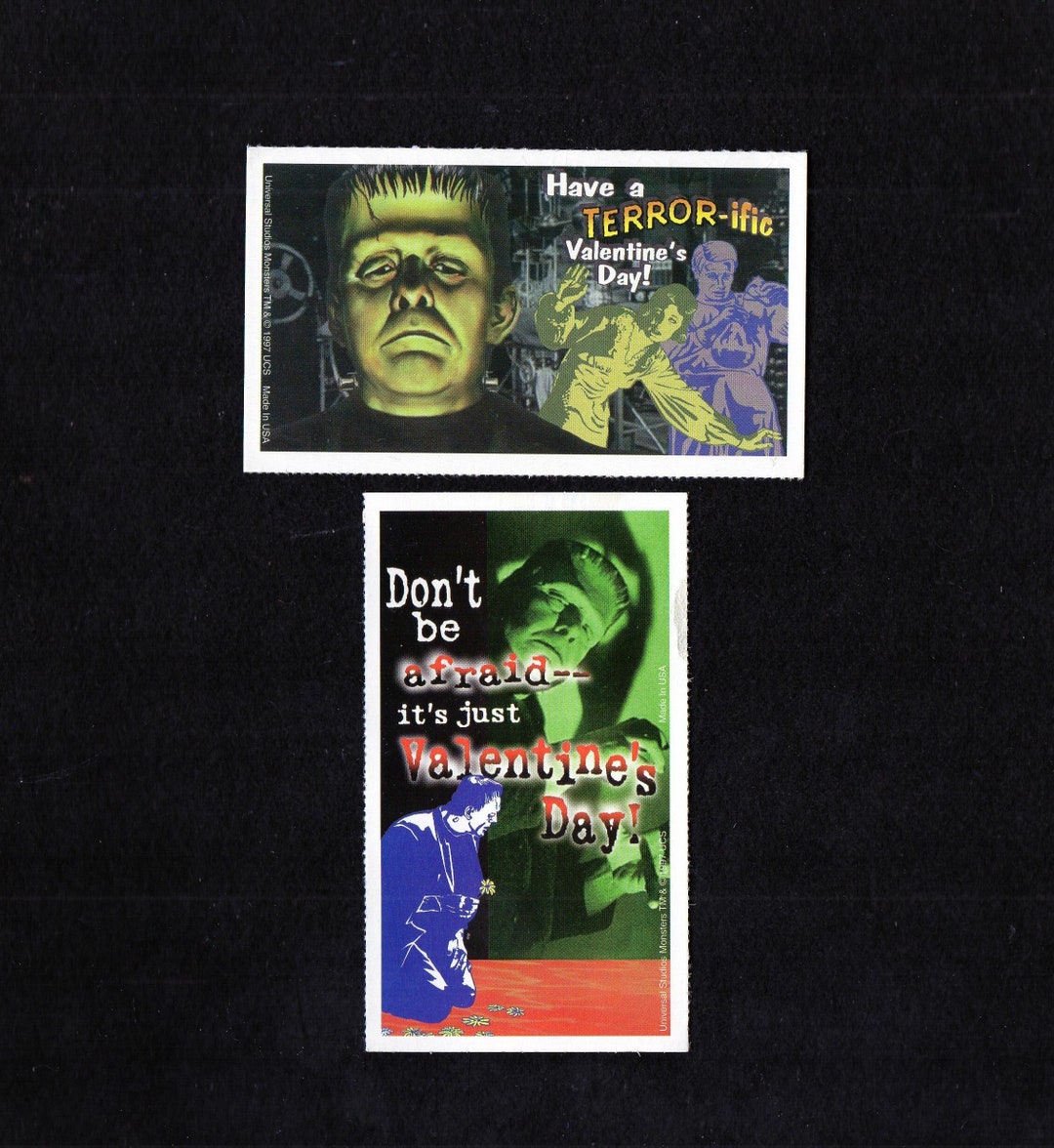 FRANKENSTEIN Universal Studios MONSTERS Valentine Cards Lot/2 Don't Be ...
