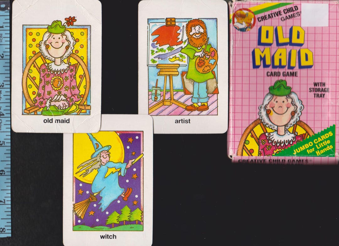 Vintage JUMBO OLD MAID Card Game Witch,artist,clown,baker,cook,rock Star,ballerina,diver ...