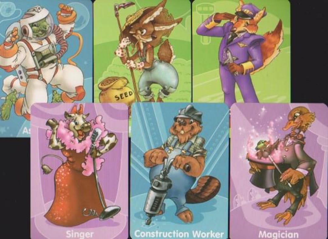 Old Maid Game Jumbo Cards ANTHROPOMORPHIC ANIMALS PROFESSIONS Badger ...