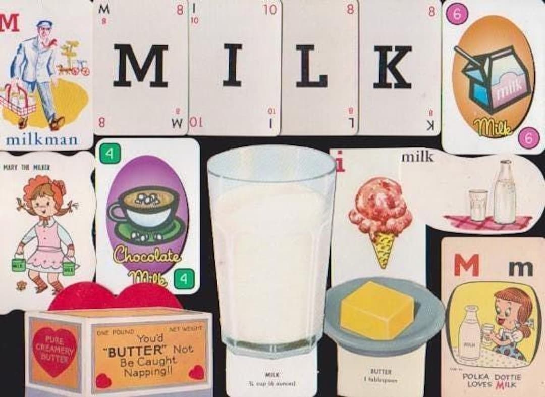 Vintage MILK Ephemera Lot/22,dairy PRODUCTS Diecuts,flash & Game Cards ...