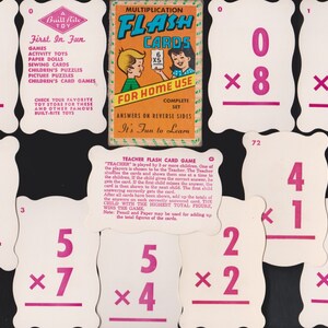 Vintage Math Flashcards MULTIPLICATION W GAME Rules,die Cut Shaped ...