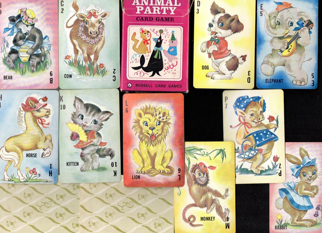 Vintage ANIMAL PARTY Card GAME Complete Cute Anthropomorphic Bear,cow ...