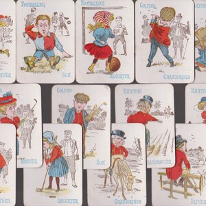 Antique OLD MAID Card Game English Sport Tennis,hunting,fishing ...