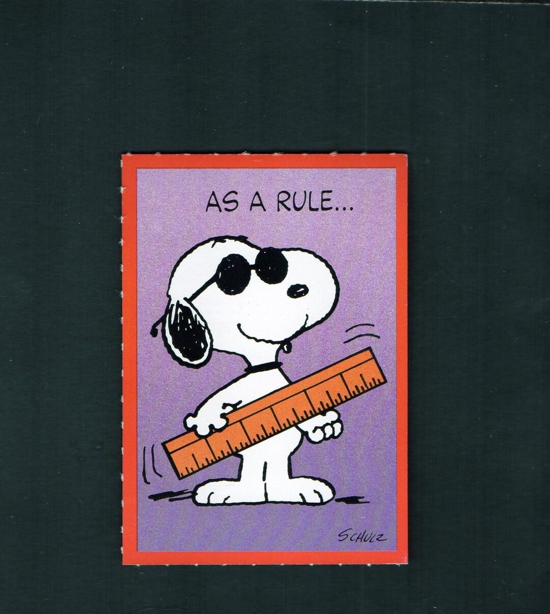 Vintage Peanuts Card SNOOPY as JOE Holds A Ruler as A Rule You're COOL ...