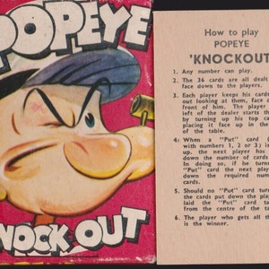 Vintage POPEYE KNOCK OUT Card Game Cartoon Characters Wimpy,olive Oyl,swee Pea,sailor Man,pappy ...