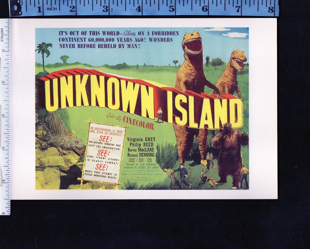 Monster HORROR Movie Poster Post Card UNKNOWN ISLAND Reproduction ...