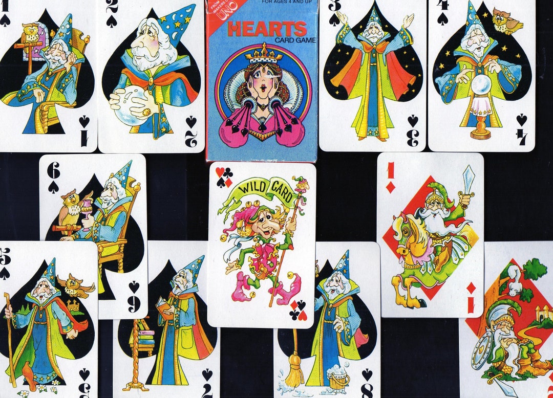 Vintage HEARTS Card Game Queen,wizards,knights,friar,monk,court Jester ...