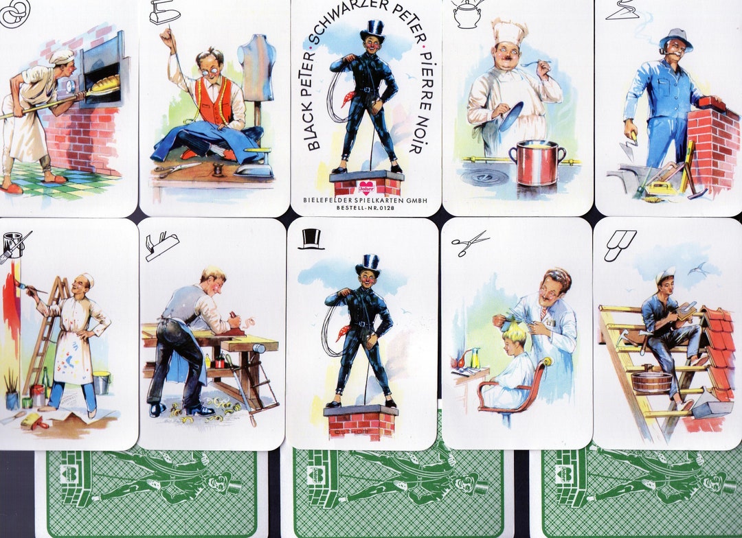 Vintage BLACK SCHWARZER PETER Card Game Professions Chimney Sweep,chef ...