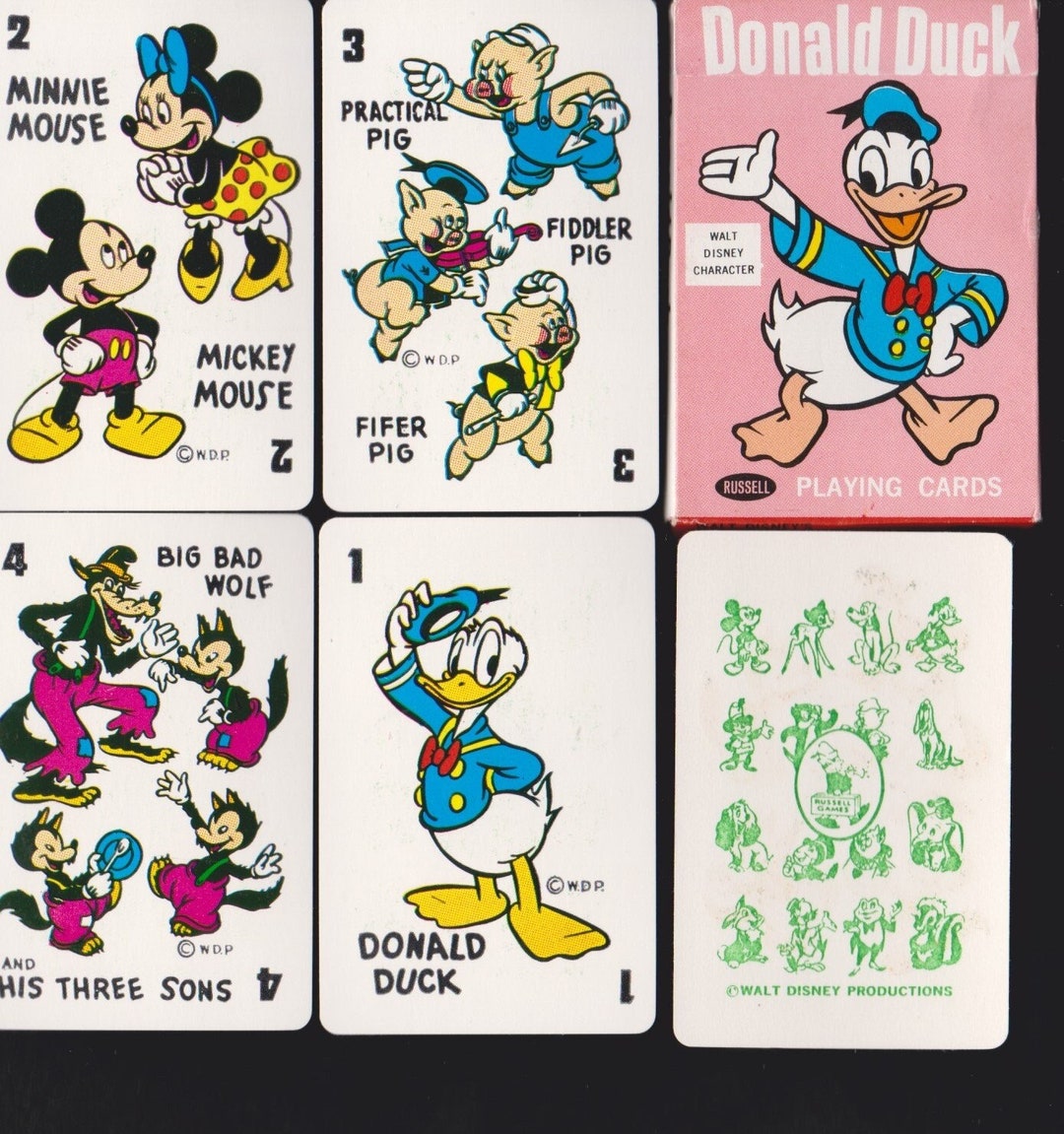 Vintage DONALD DUCK Card Game Complete Walt Disney Characters MICKEY ...