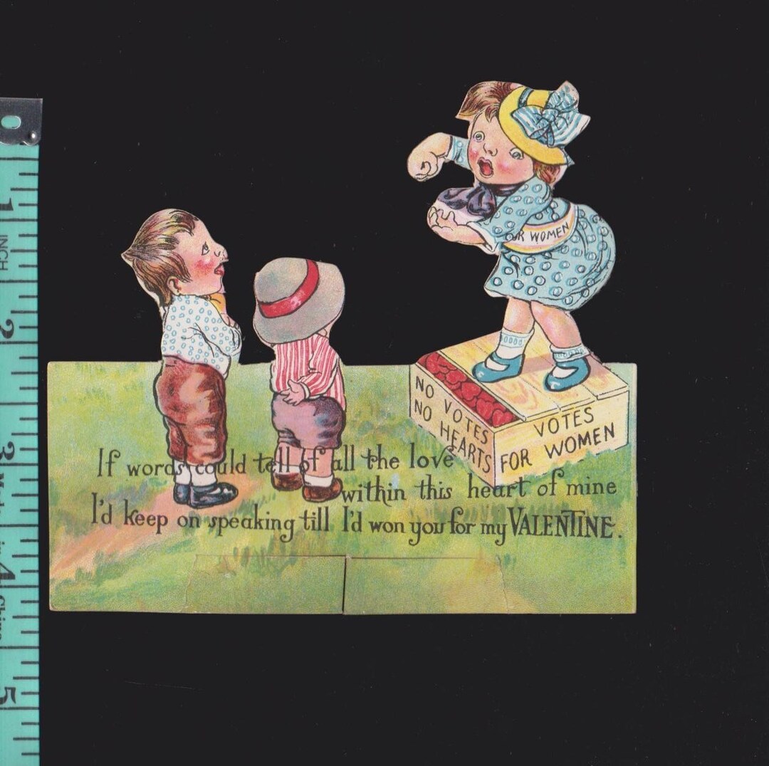 Rare Antique WOMEN'S SUFFRAGE Valentine Card SUFFRAGETTE Wearing Votes ...