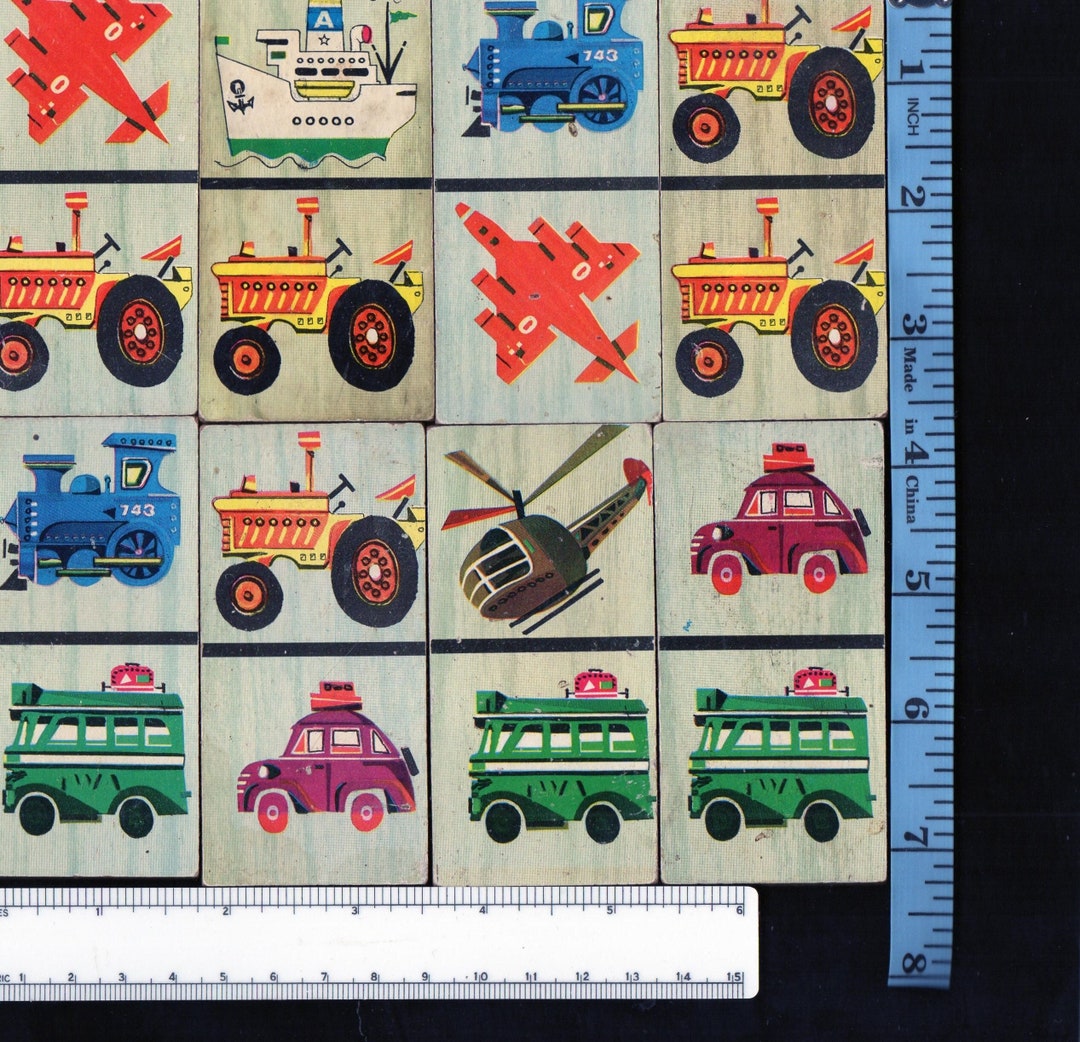 Vintage Toy PICTURE DOMINOES Illustrated WOOD Domino Game Part Lot/8 ...