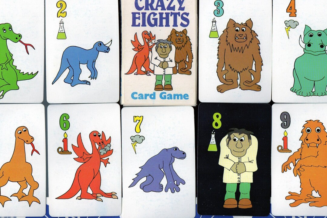 Vintage CRAZY EIGHTS 8s Card Game MONSTERS Dr Frankenstein/mad ...