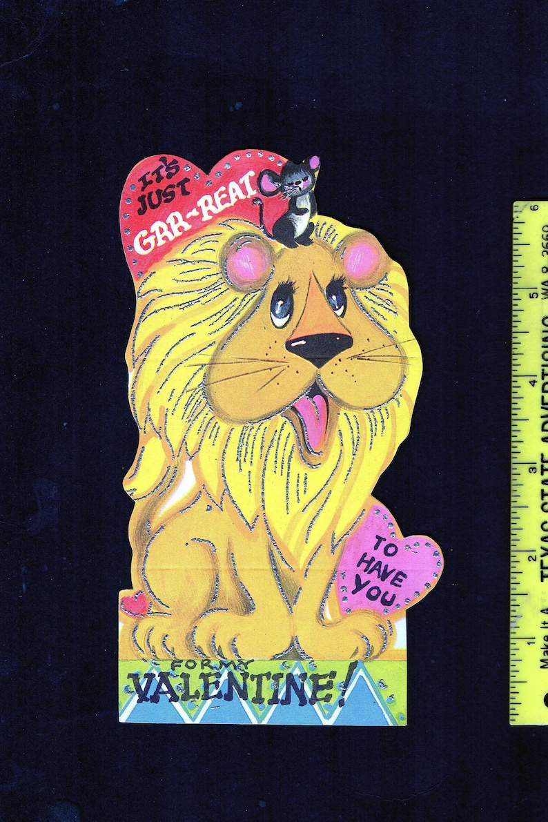 Vintage Original Card MOUSE Stands on LION'S Head It's - Etsy