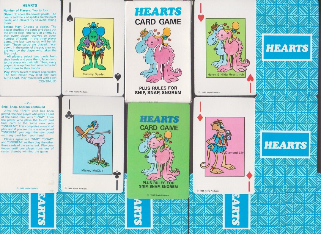 Vintage HEARTS Card Game Like NEW With Cute ANTHROPOMORPHIC Animals ...