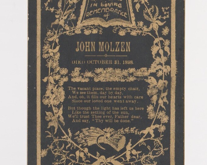 Antique Victorian DEATH NOTICE Announcement,deceased Died on HALLOWEEN ...
