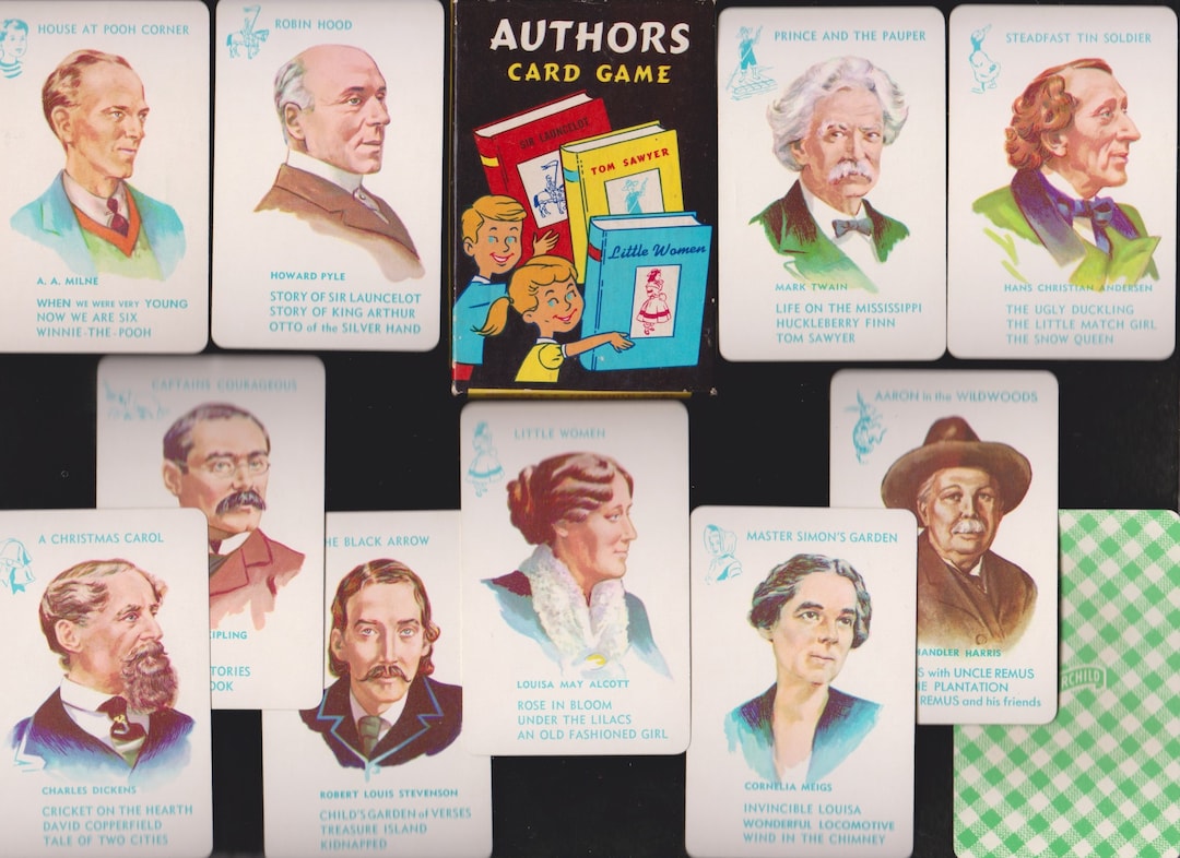 Vintage AUTHORS CARD GAME Complete Twain,dickens,louisa Alcott,r L ...