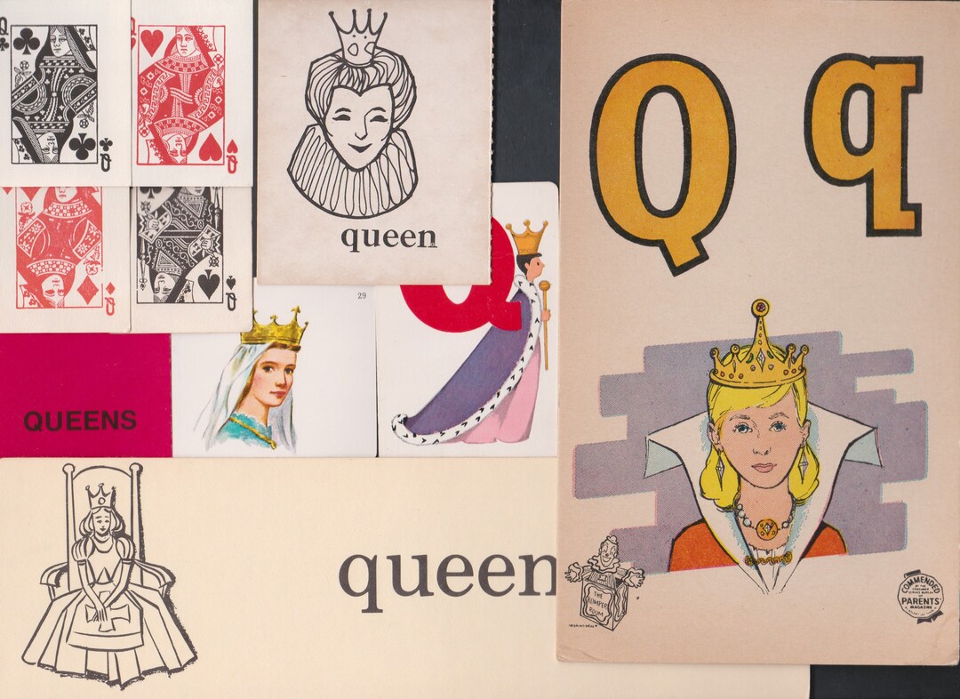 Vintage QUEEN Ephemera Lot/19 ROYALTY Throne Crown Game & Mini Playing ...