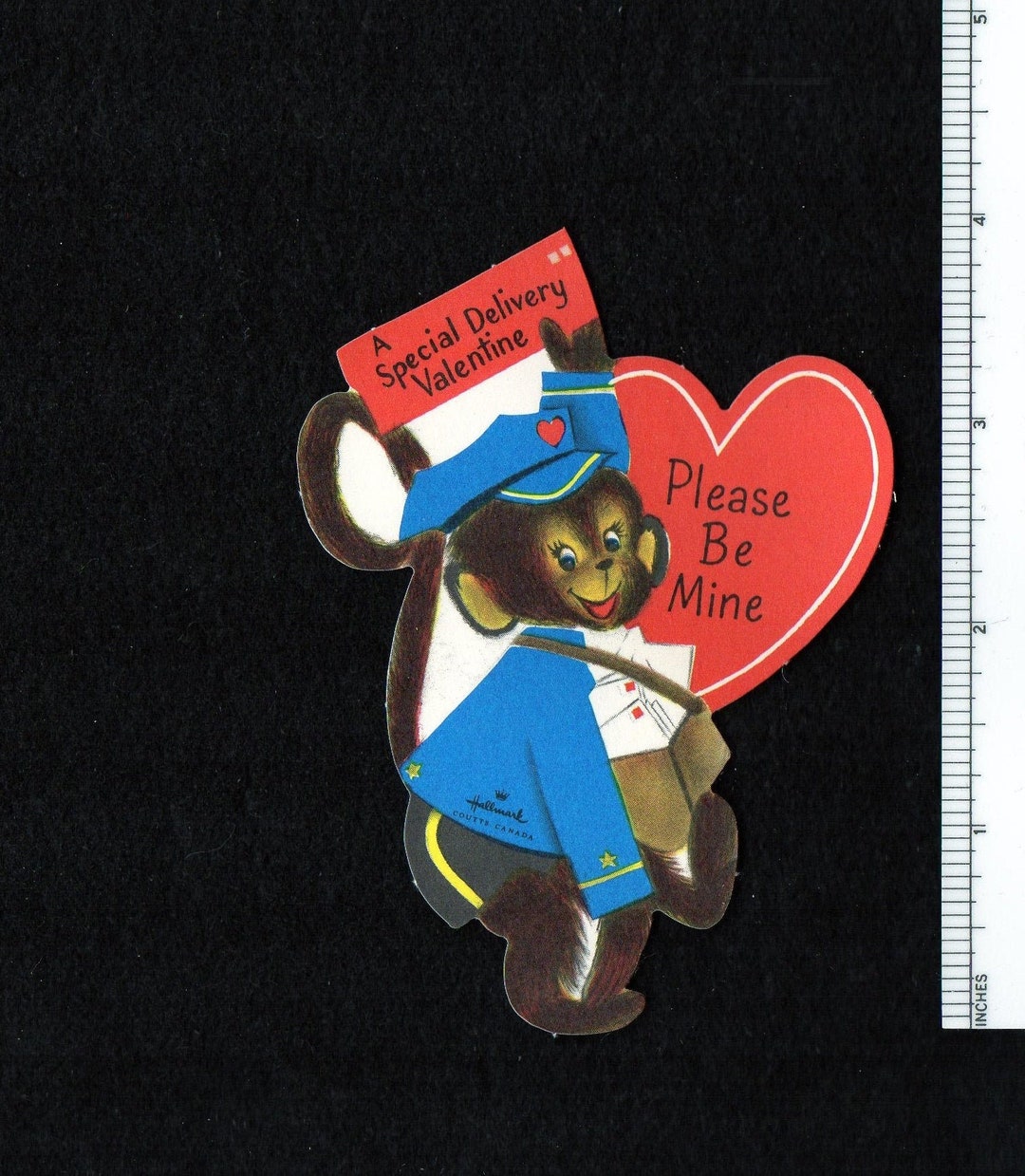 Vintage Valentine Card Anthropomorphic MONKEY Postal MAIL Man CARRIER ...