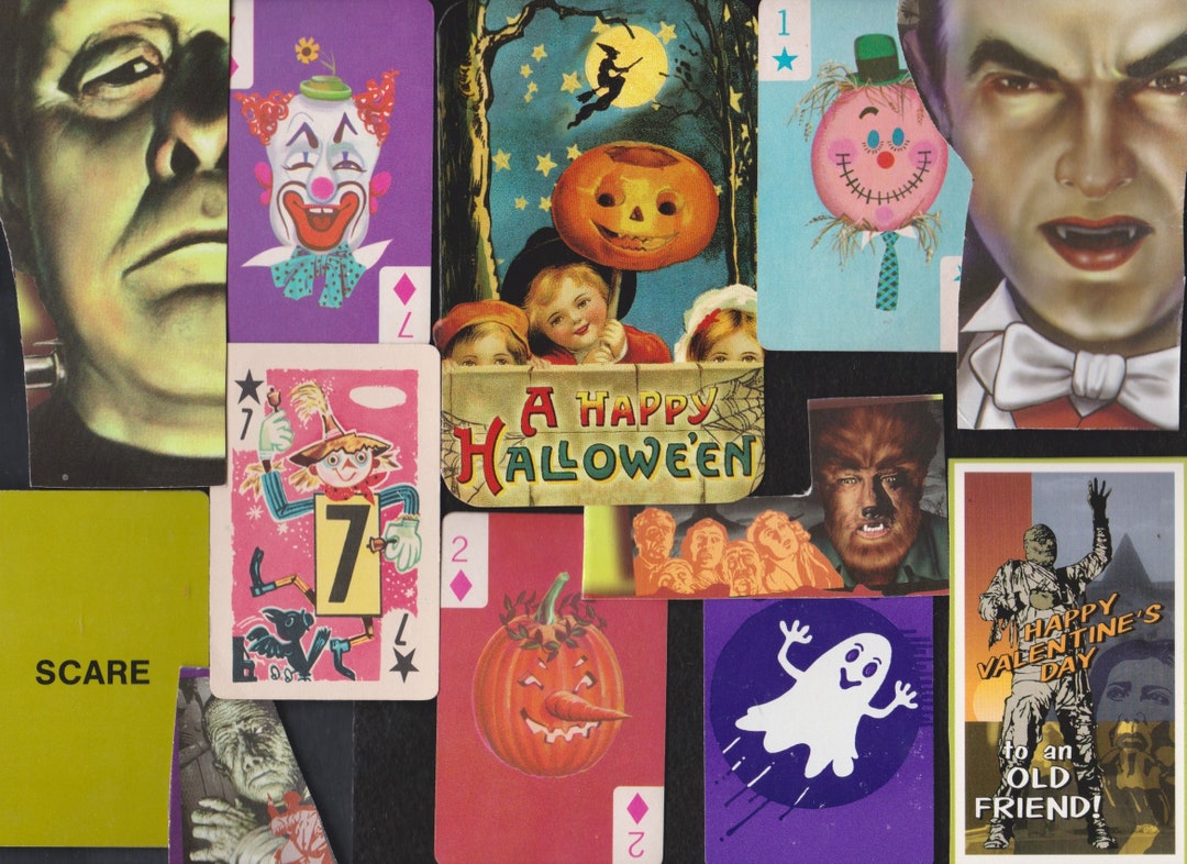 Vintage HALLOWEEN Ephemera Lot/24 Frankenstein Monster,wolf Man,witch ...