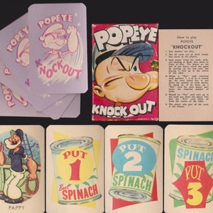Vintage POPEYE KNOCK OUT Card Game Cartoon Characters Wimpy,olive Oyl,swee Pea,sailor Man,pappy ...
