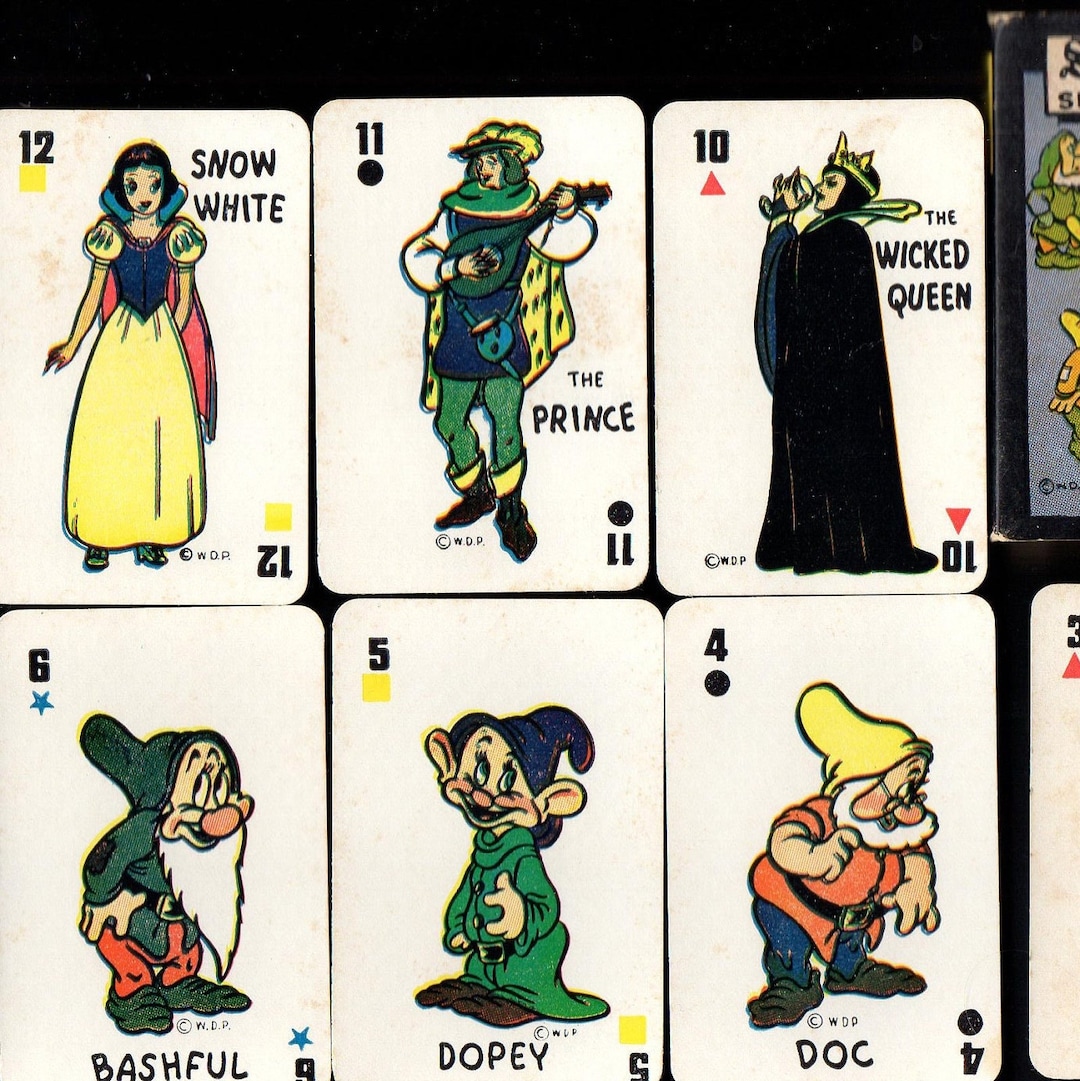 Vintage DISNEY'S SNOW WHITE 7 Dwarfs Mini Card Game Complete Prince ...