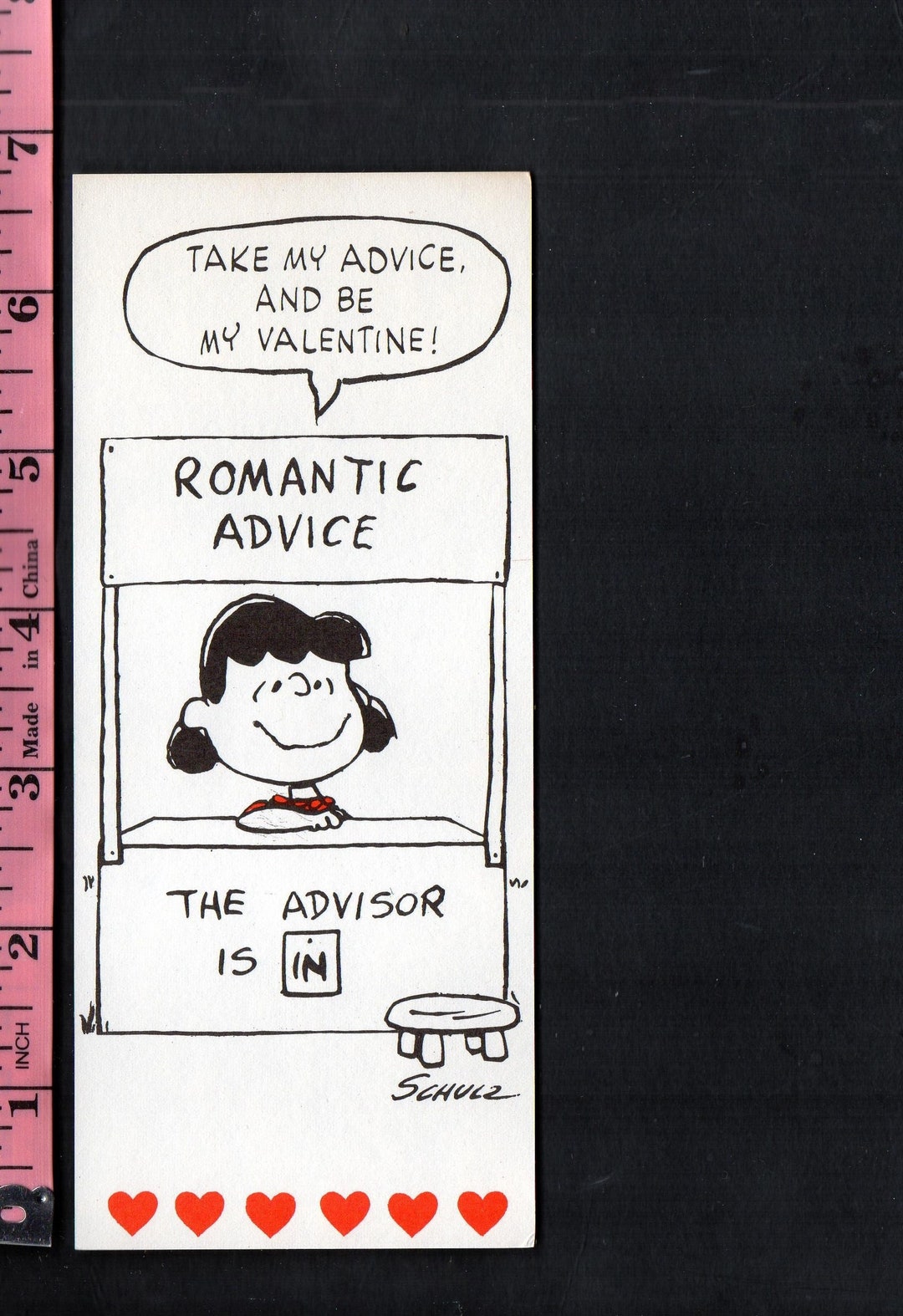 Vintage Peanuts Card LUCY Sits in Romantic ADVISOR Booth Take My ADVICE ...