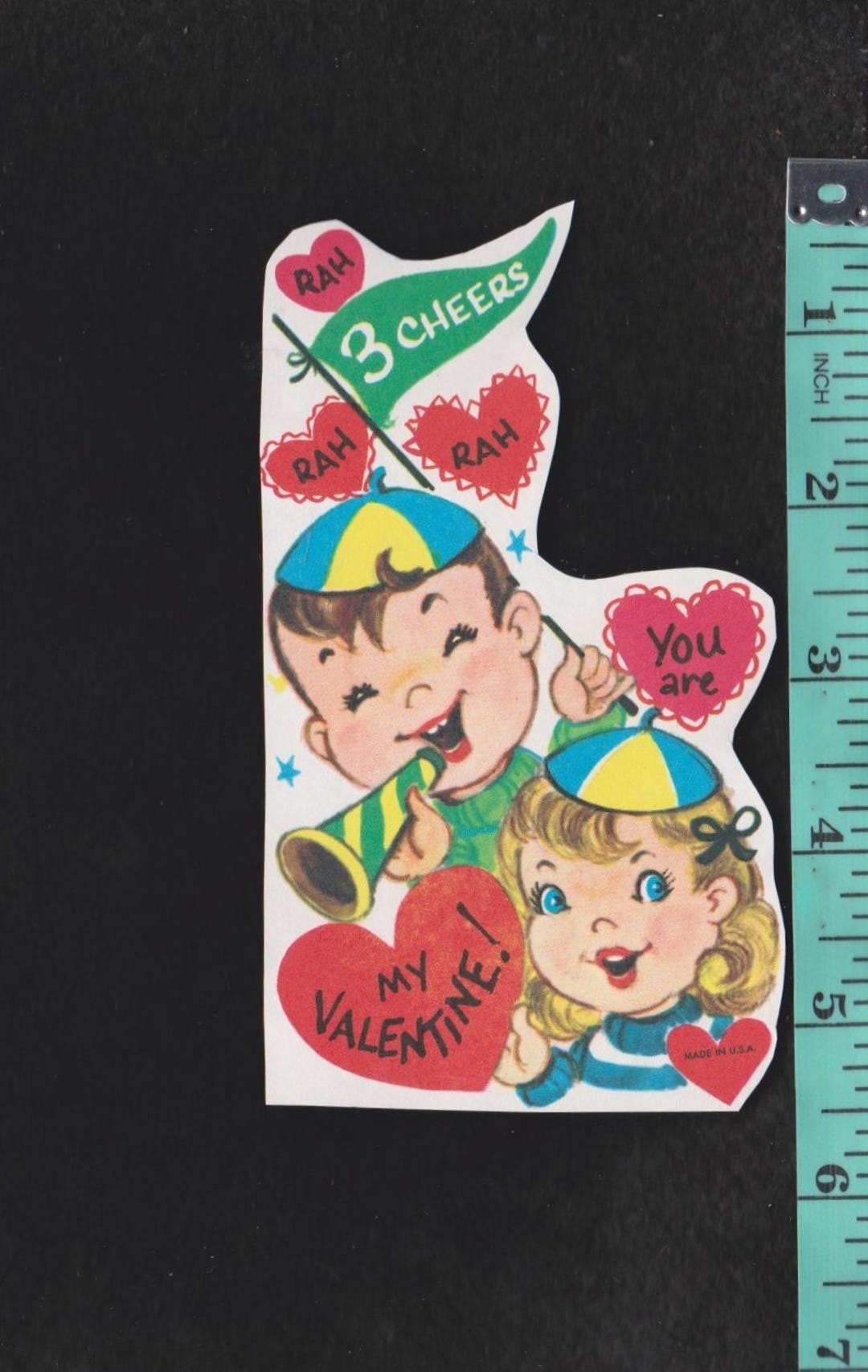 Vintage Original Card Rah Rah Rah 3 CHEERS You Are My Valentine 2 ...