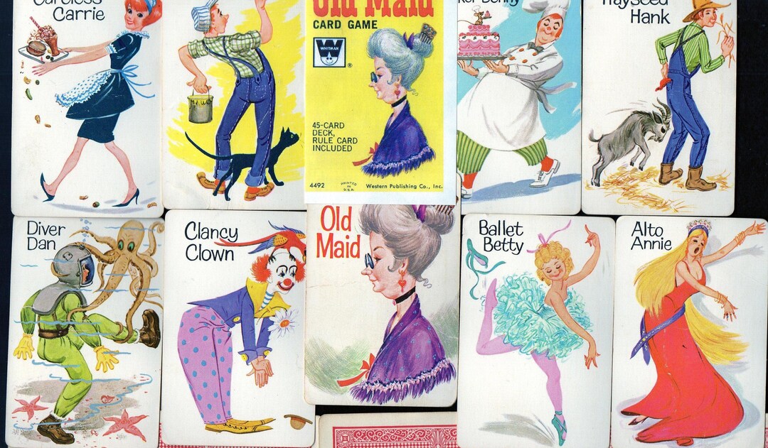 Vintage OLD MAID Card Game COMPLETE Diver,waitress,baker,milkman ...