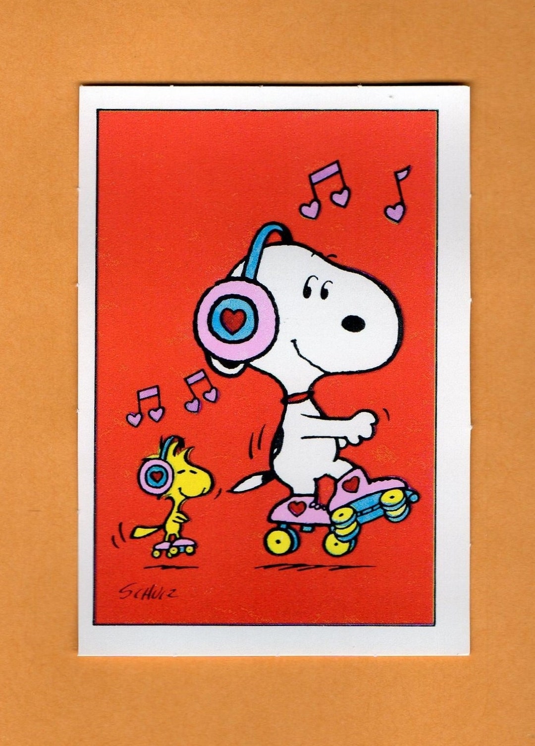 Vintage Peanuts Card SNOOPY & WOODSTOCK Listen to Music on HEADPHONES ...