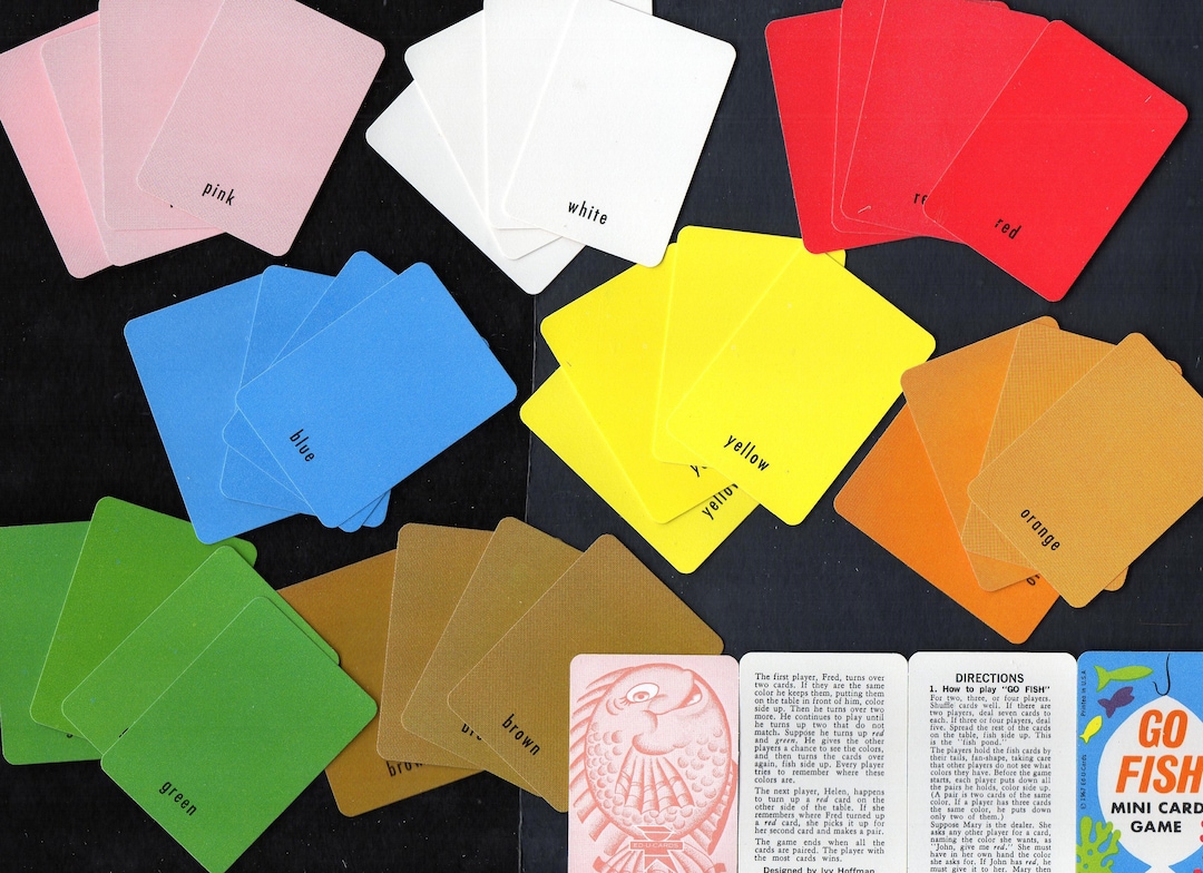 Vintage MINI GO FISH Card Game Complete W Solid Colors & Cute ...