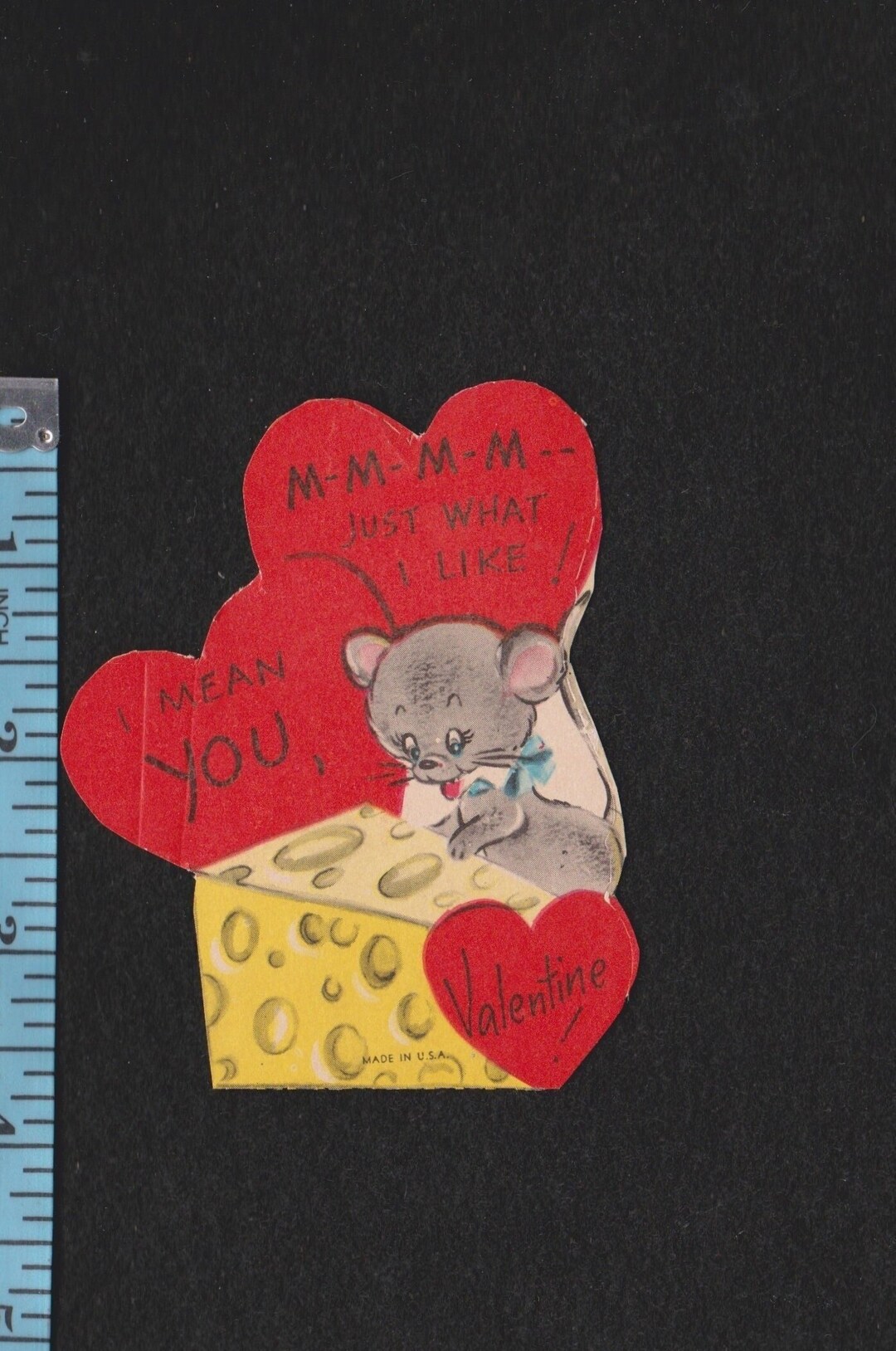 Vintage Original Card Gray MOUSE With CHEESE Mmmm Just What I LIKE I ...