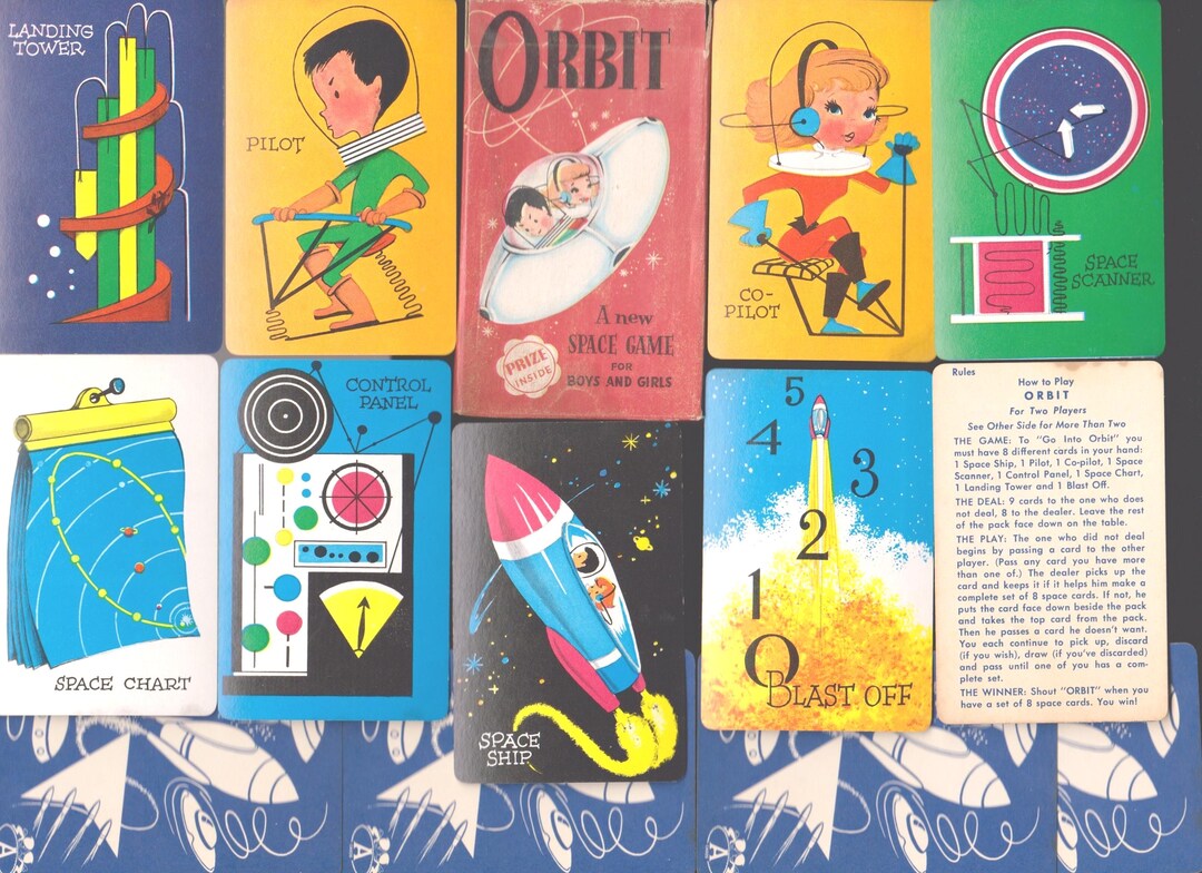 Vintage ORBIT Card Game Complete Just Like SPACE O Rocket Ship,male ...
