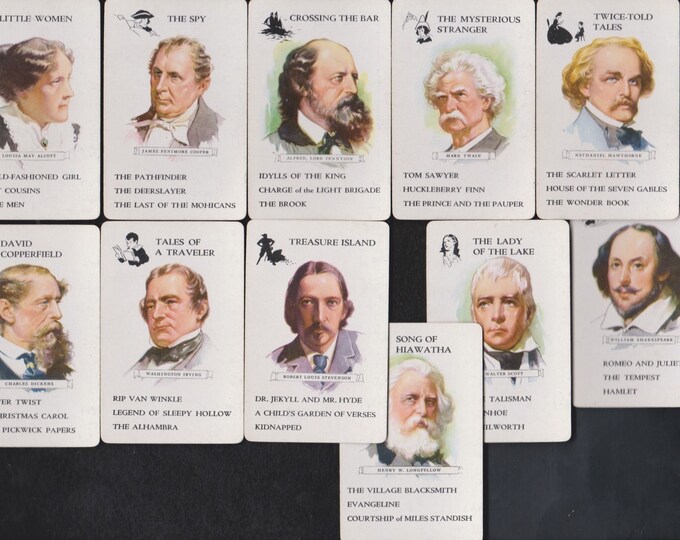Vintage AUTHORS CARD GAME Complete Twain,dickens,alcott,stevenson ...