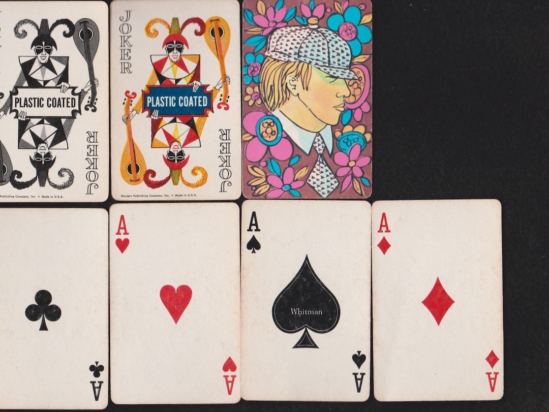 Vintage Deck of Playing Cards MOD FLOWER POWER W Groovy Hip Guy in Cap ...