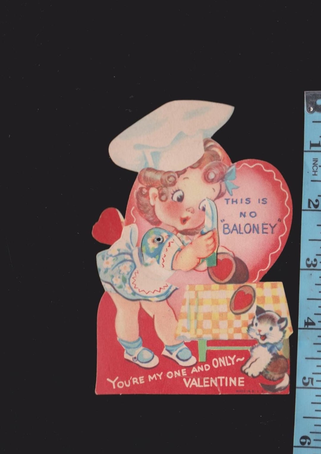 Vintage Mechanical Valentine Card This is No BALONEY You're My One ...