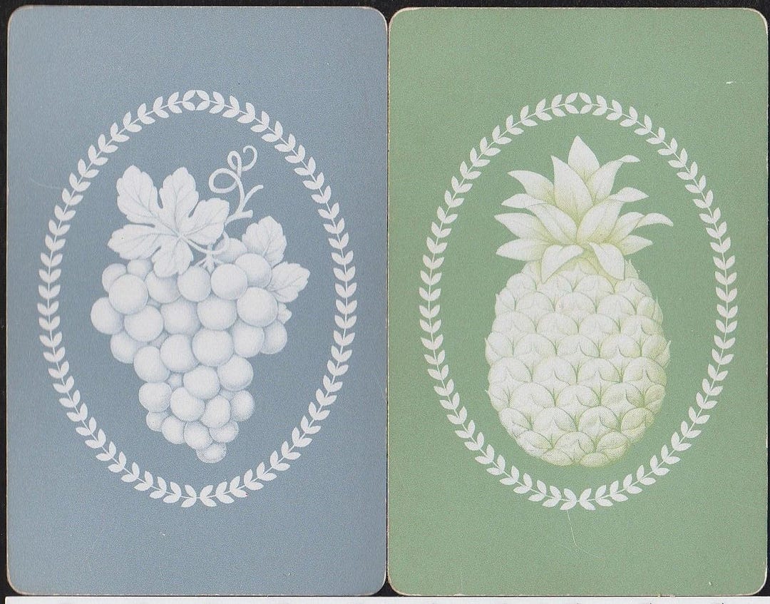 Vintage Playing Cards Double Deck Set CAMEOS Fruit PINEAPPLE,GRAPES ...