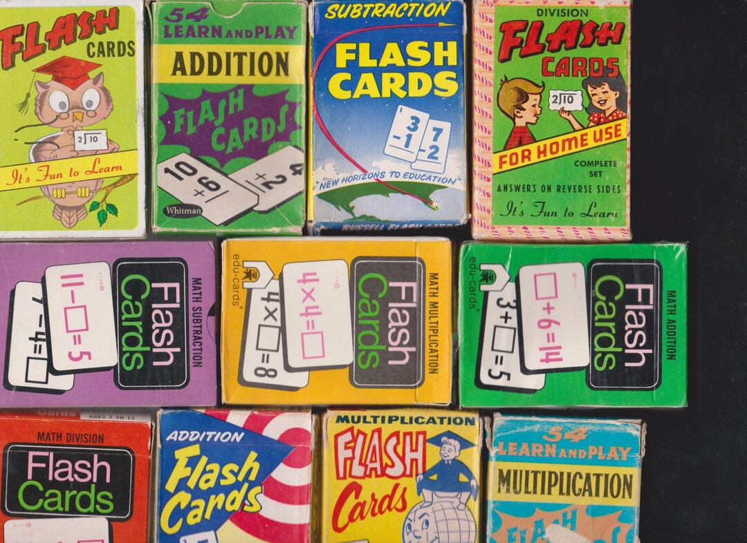 Vintage Math Flashcards 12 Box Lot Addition,multiplication,subtraction ...